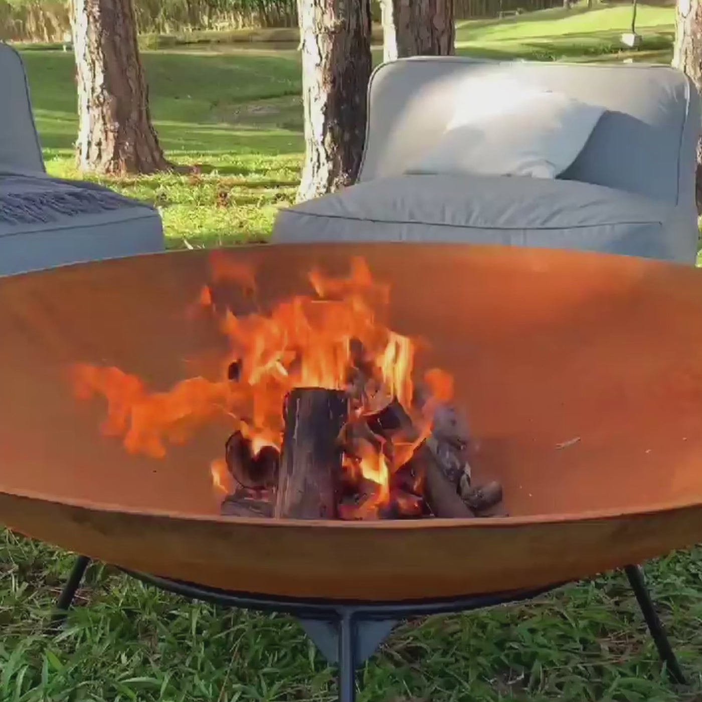 Kit 4 Puffs Joy + 2 Apoios + Lareira Externa 80cm