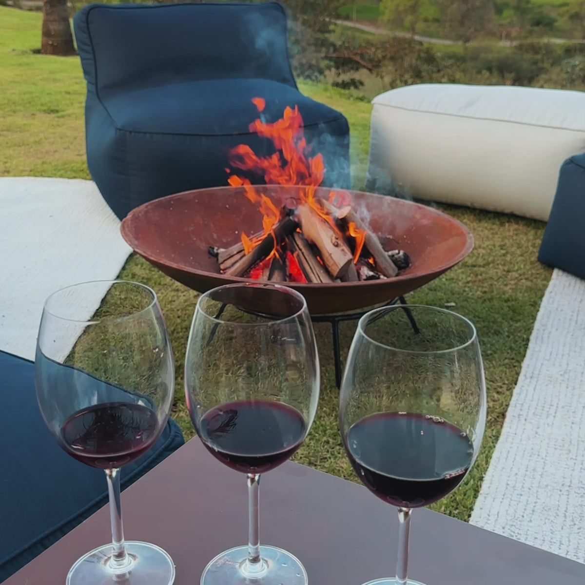 Lareira Externa Ecológica - Tacho Corten 60cm | Eco Flame Garden